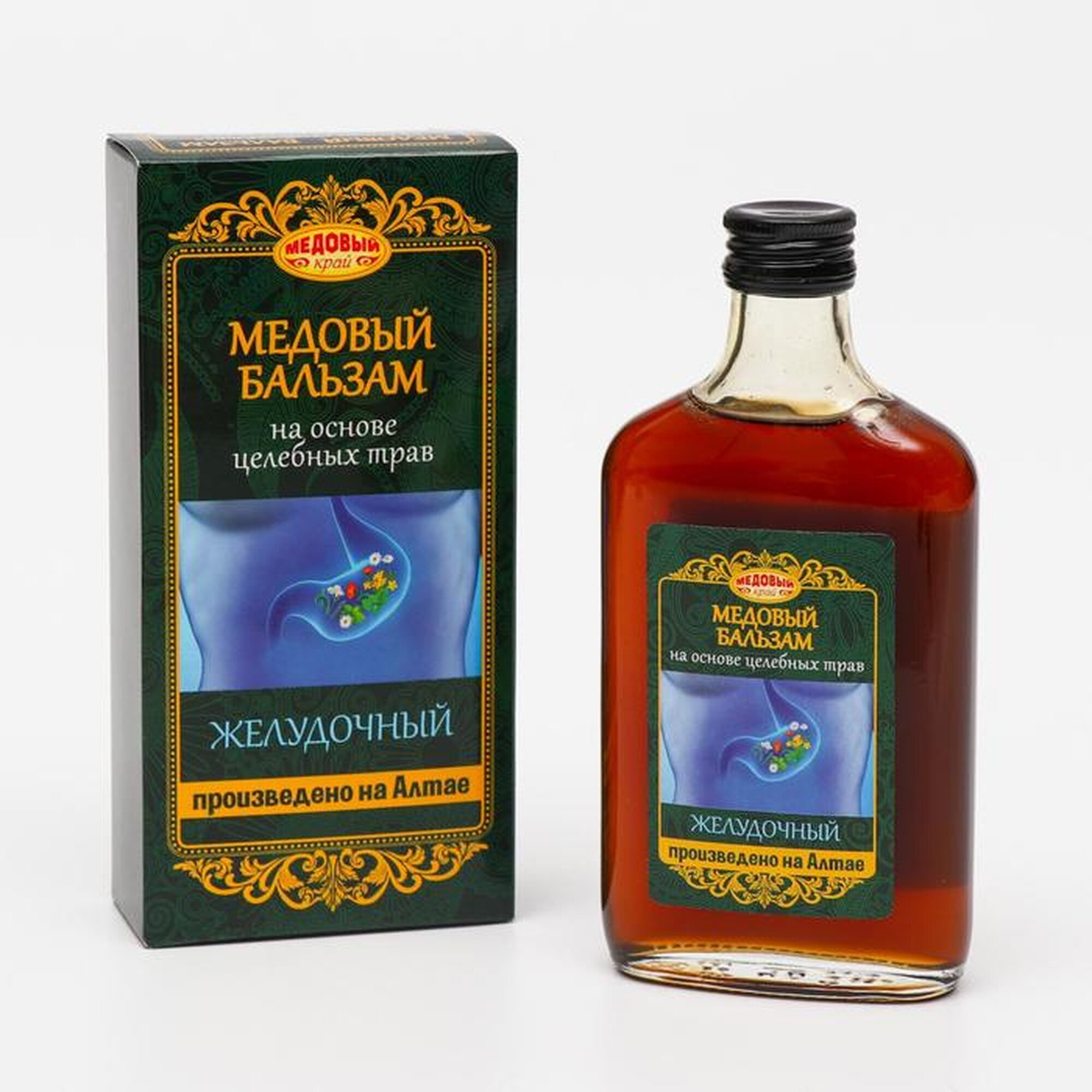 Бальзам Медовый край "Желудочный", алтайский мёд, на основе целебных трав, 250 мл