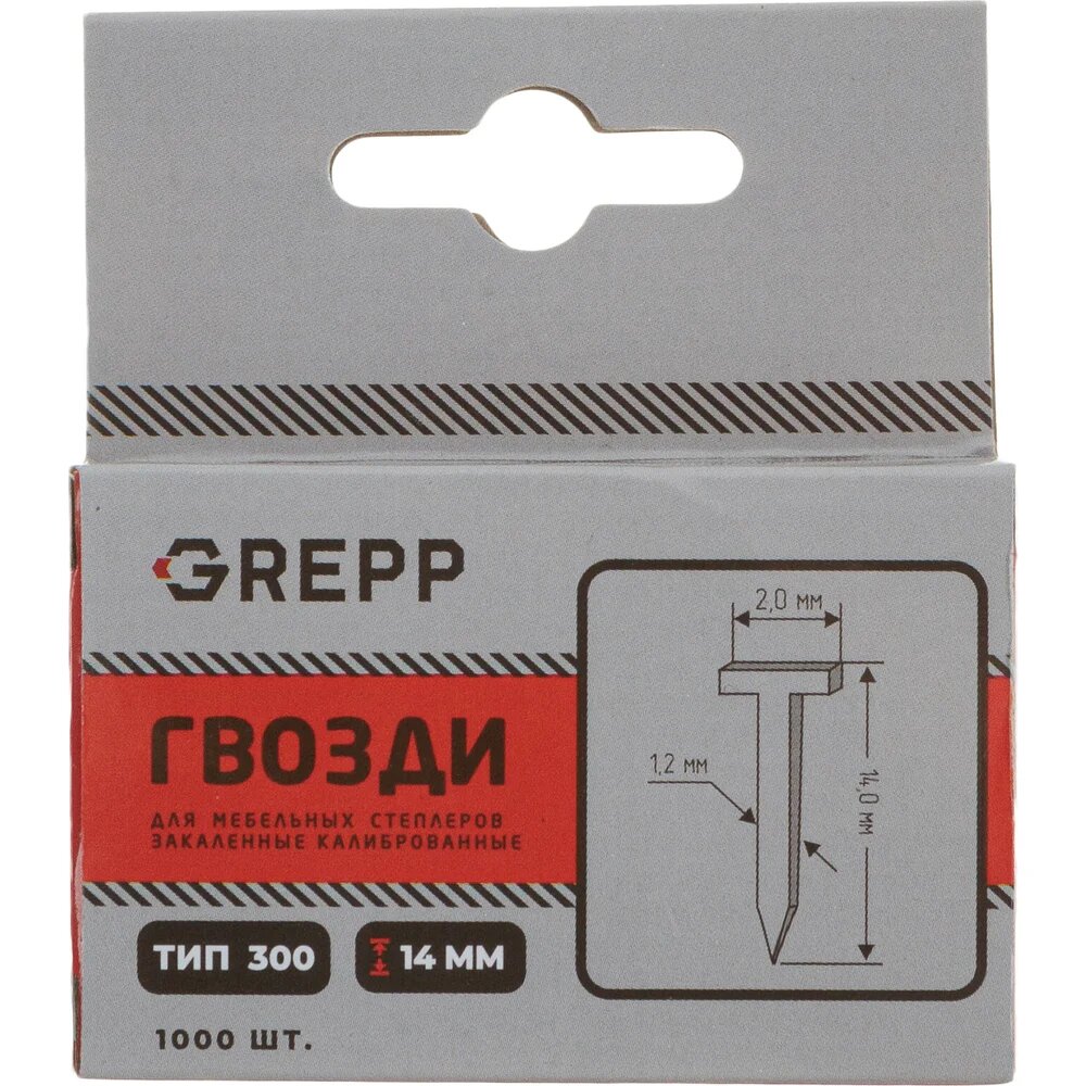Гвозди для степлера GREPP Тип 300 (1000 шт; 1,2x10 мм) /100 104-014