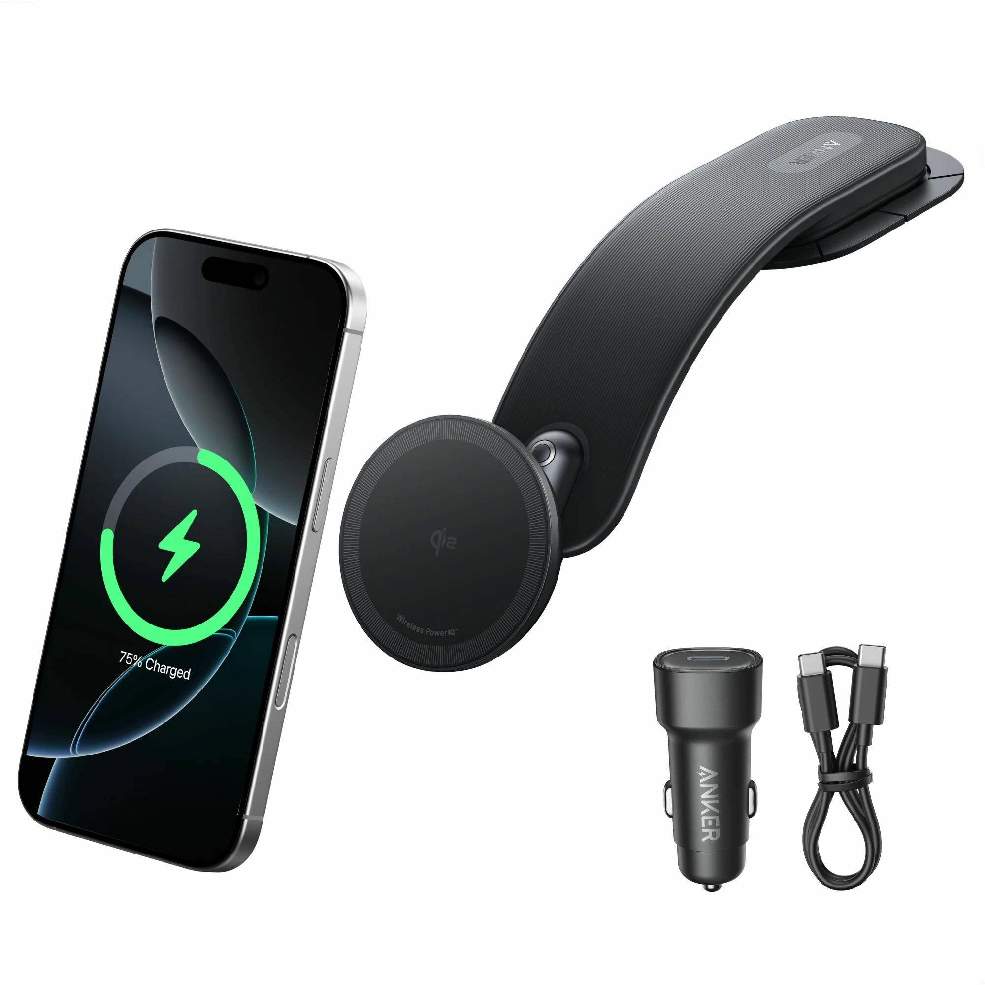 Автомобильный держатель с беспроводной зарядкой ANKER A2216 Nano Wireless Car Charger 15W Qi2