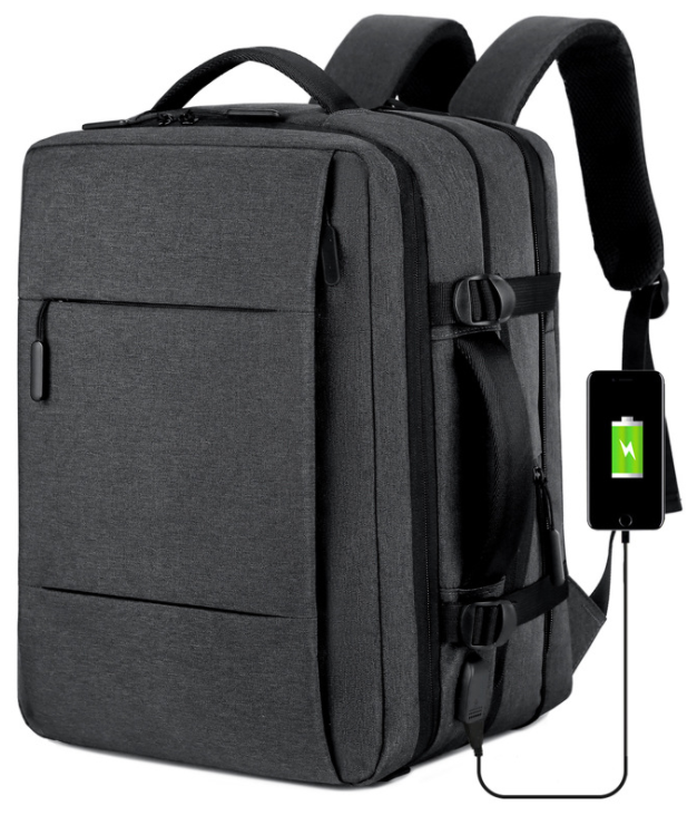 Рюкзак-сумка MyPads M-1117 трансформер 2в1 с USB из качественной водоотталкивающей ткани для ноутбука Asus Acer Lenovo HP Xiaomi диагональю 15/ 15.4 дюйма многофункциональный износостойкий большой емкости подходит для деловых поездок путешествий черный