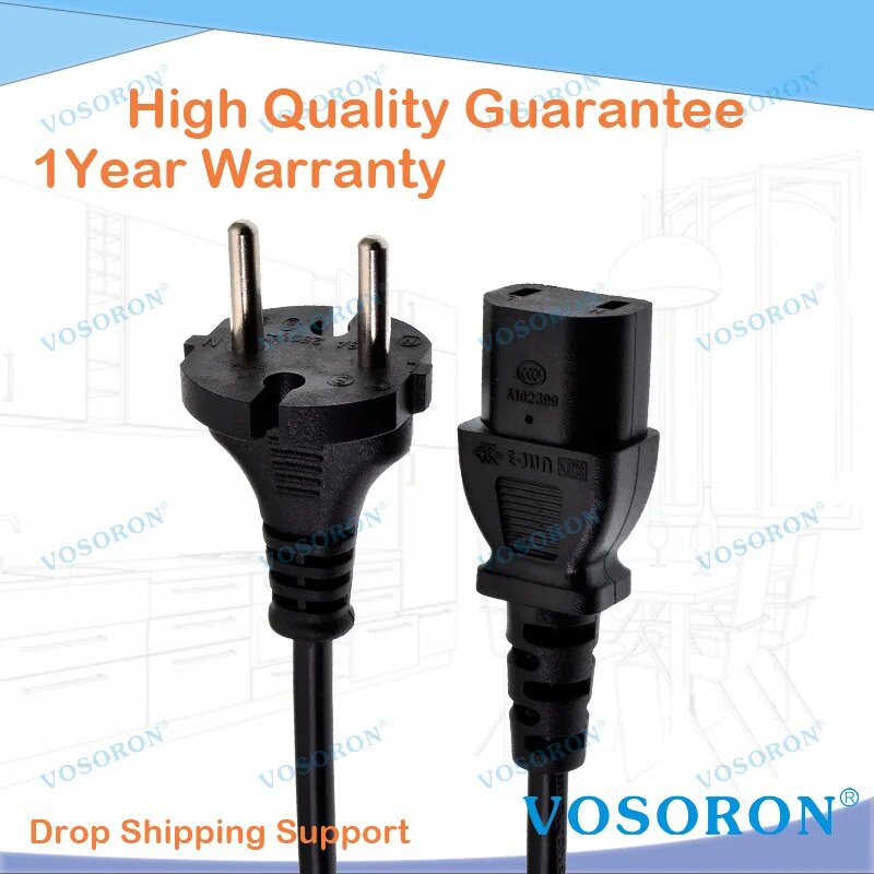 Шнур питания VOSORON EU CEE7/17 - IEC 320 C17 150 см