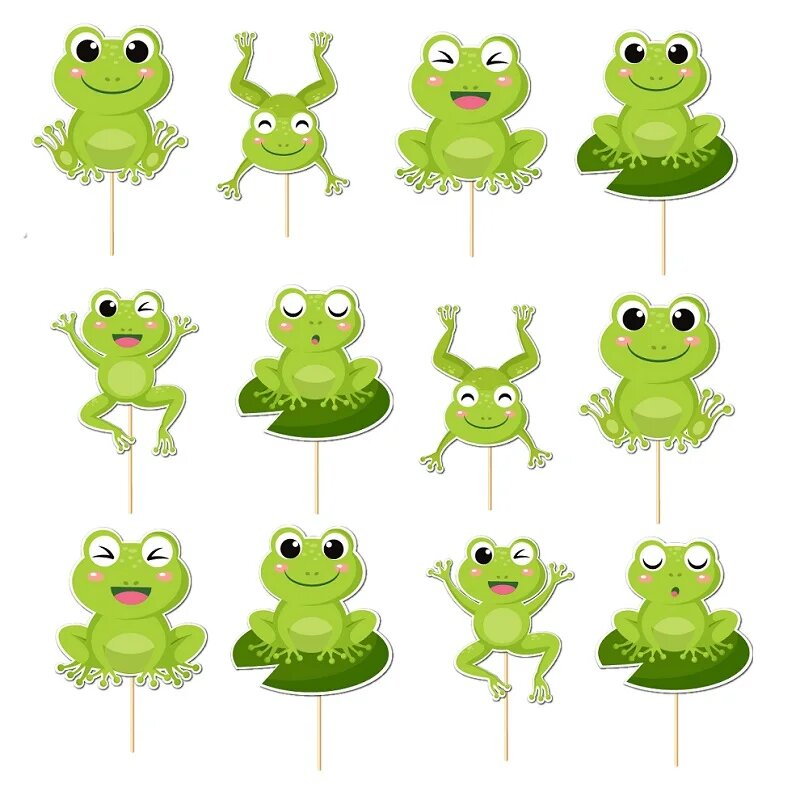 Картонные фигурки лягушек для торта, 12 шт.