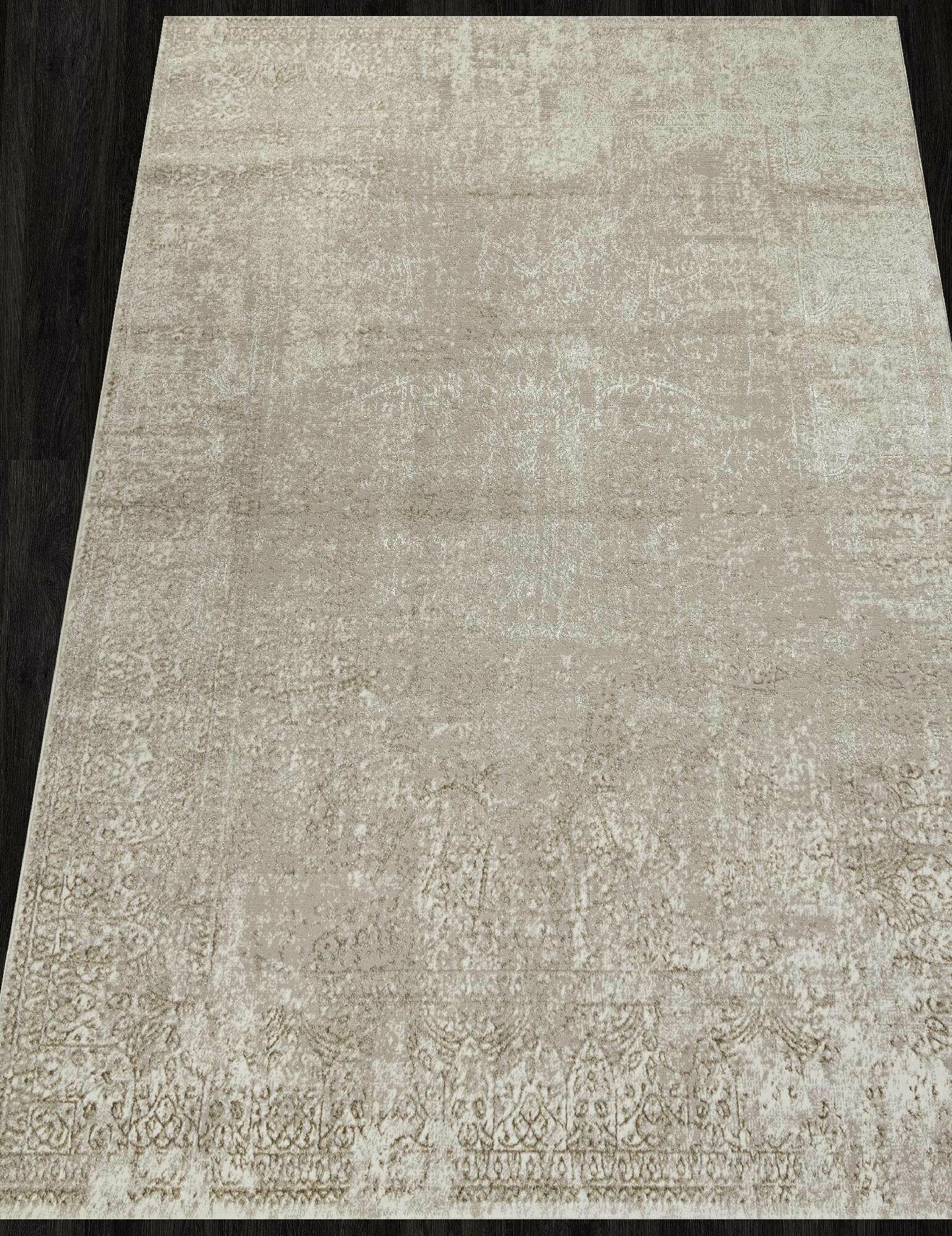 Ковер турецкий на пол в гостиную в спальню 200х400 см бежевый современный ворс 9 мм 404475 Kover-Russia