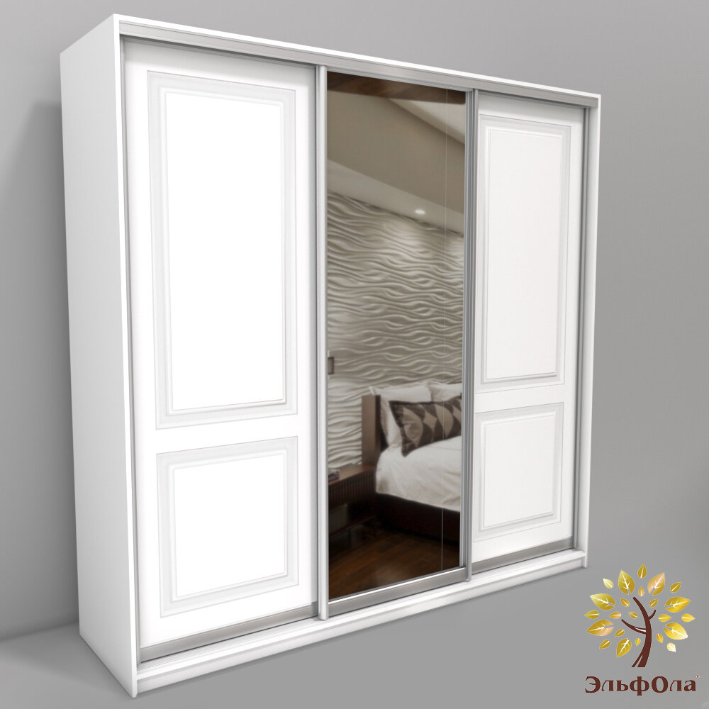 Шкаф-купе ЭльфОла "Трейд" трехстворчатый 223*60*220 см, белый