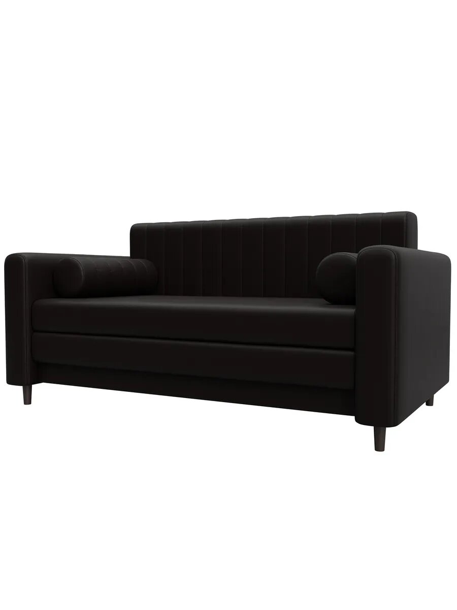 Диван прямой Браун со спальным местом 137х199 см, на ножках, две декоративные подушки, экокожа