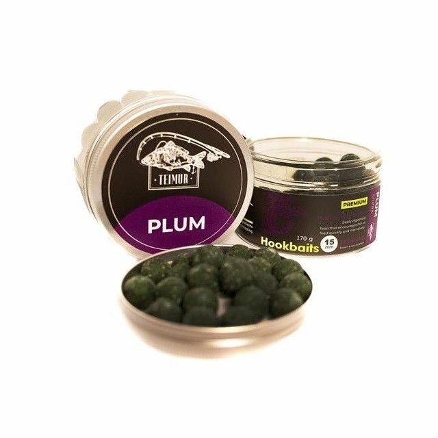 Бойлы вареные TEIMUR насадочные baits Слива 15 мм, 170 гр