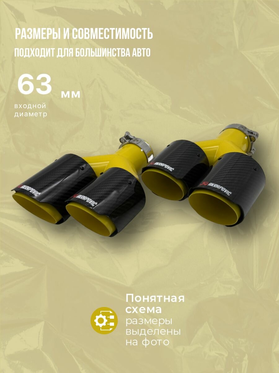 Комплект двойных насадок на глушитель Akrapoviс 63-89 ммх2