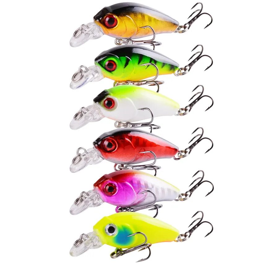 Набор рыболовных приманок, жесткие приманки 4,5 см, 3,5 г 6pcs Lures