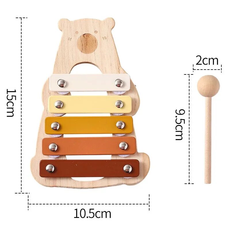Деревянная ксилофон-ксилетель "Мишка", 15см, Color: Bear Instrument
