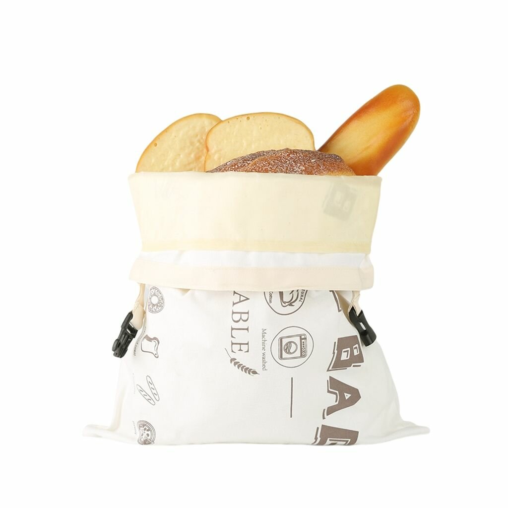 Хлопковый пакет для хлеба из пчелиного воска с застежкой, многоразовый, съемный, два пакета отбеленного материала внутри и снаружи