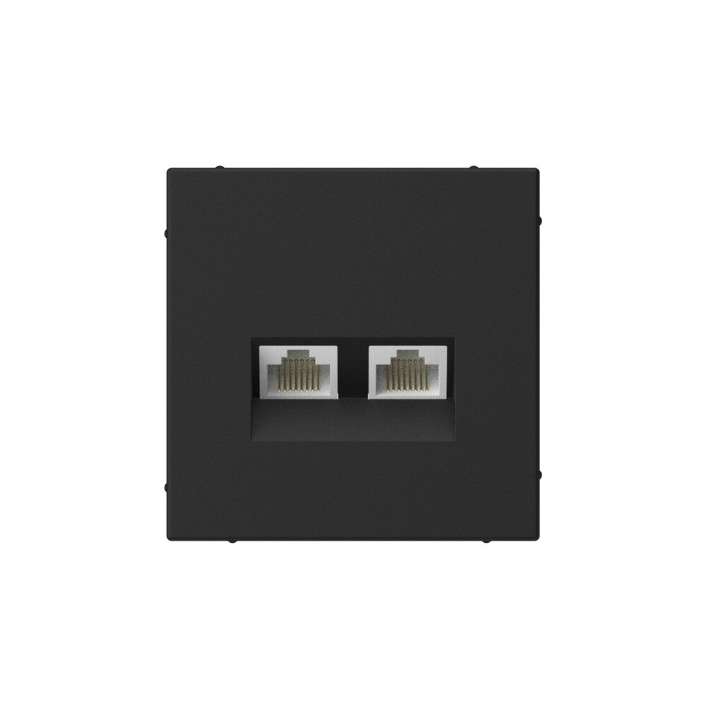 Systeme Electric ArtGallery Карбон Розетка двойная компьютерная RJ45+RJ45, кат. 5е, механизм, GAL001085