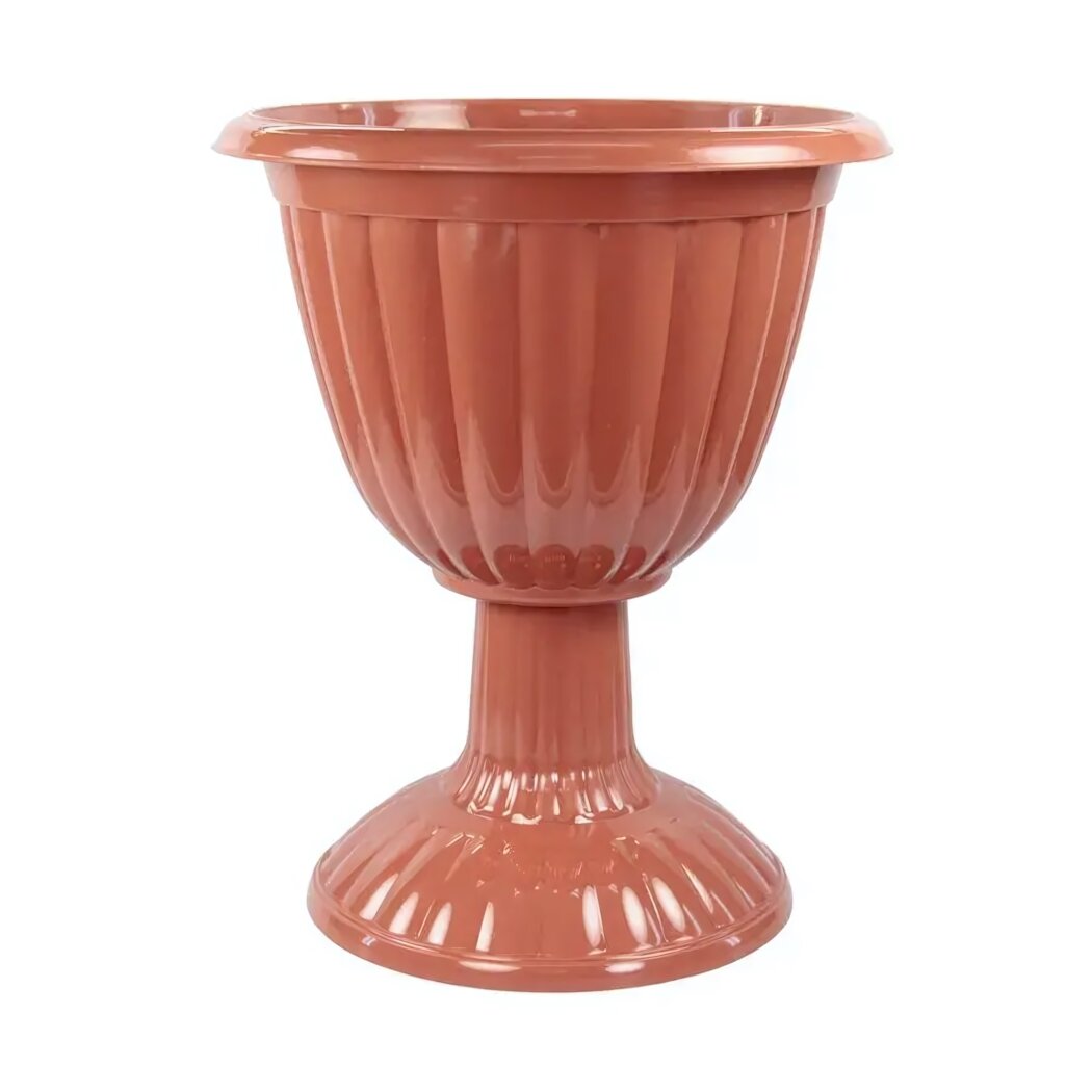 Вазон пластиковый 'Жасмин' 18л, коричневый, на высокой ножке, для сада и дома