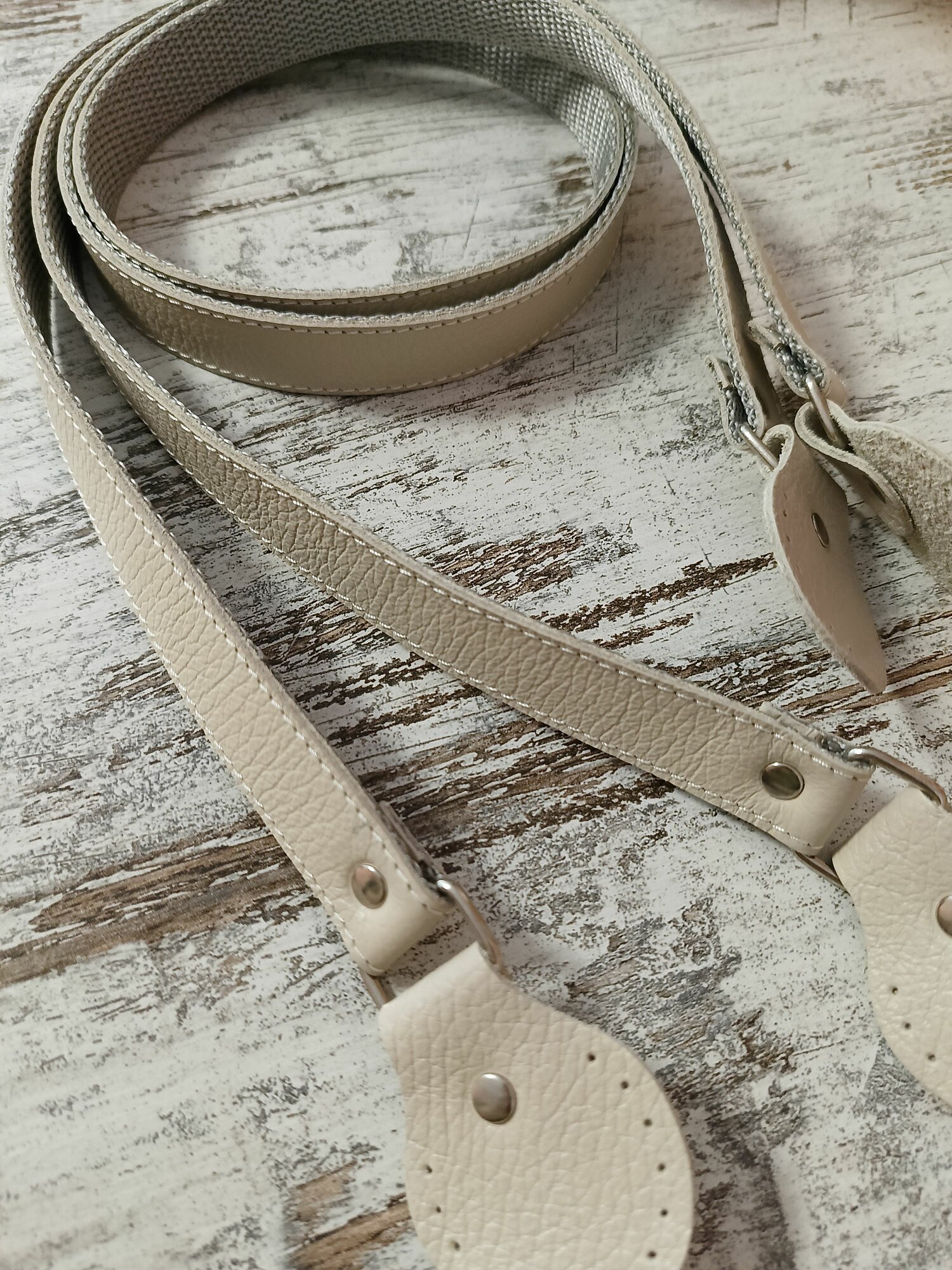 Ручки для сумки кожаные 2шт 60см слоновая кость