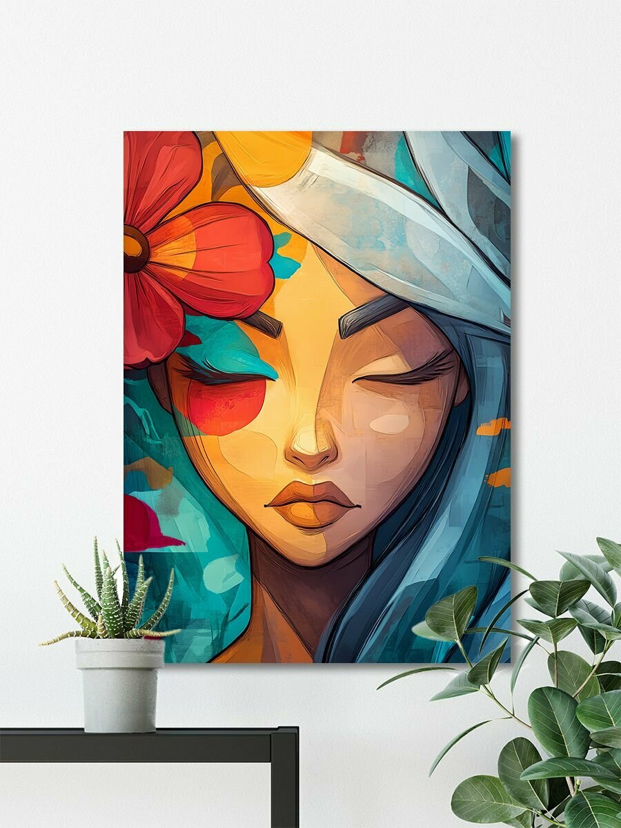 Портрет девушки / Абстракция, Картина на холсте / на стену, 20х30 см.
