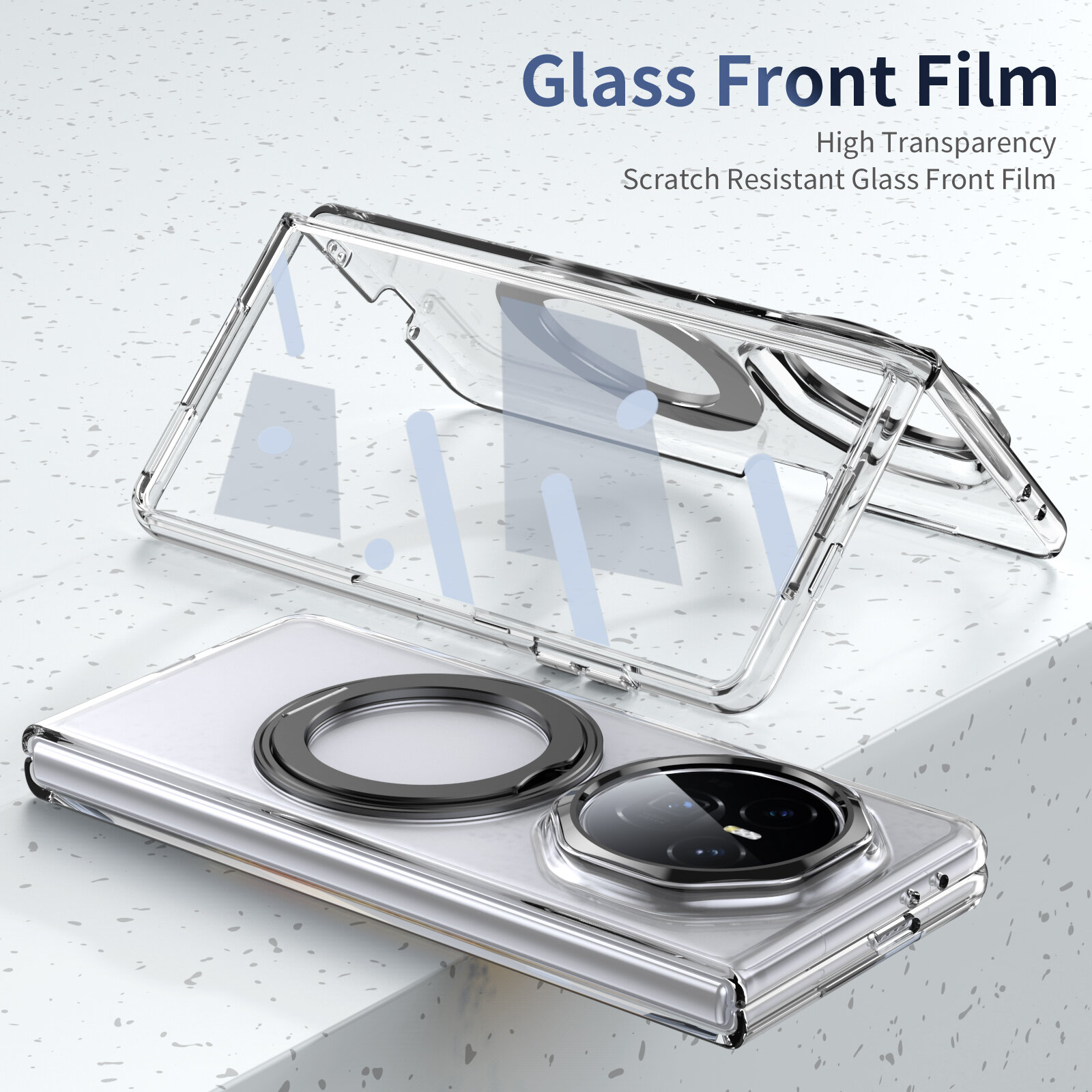 Подходит для Honor Magic V3 / Хонор Меджик V3 Чехол для смартфона, складной подставкой для телефона и защитной пленкой для экрана, Меджик V3, подставка, прозрачный,360° Полная защита, пластик, стекло,