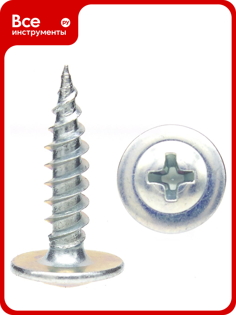 Саморез с прессшайбой BOWT острый, 4,2x19, 100 шт. P02313, Изготавливаются из стали, поверхность оцинкована