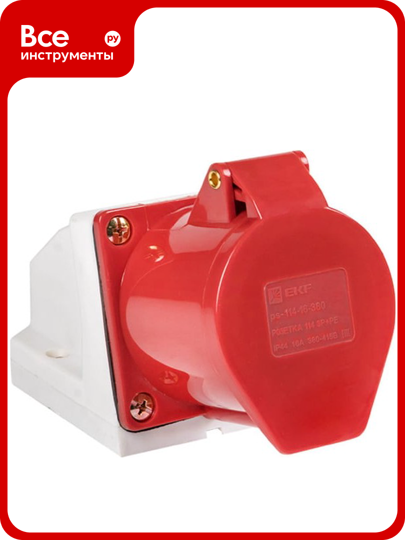 Стационарная наружная розетка EKF PROxima 114, 3Р+РЕ, 16А, 380В, IP44, ps-114-16-380
