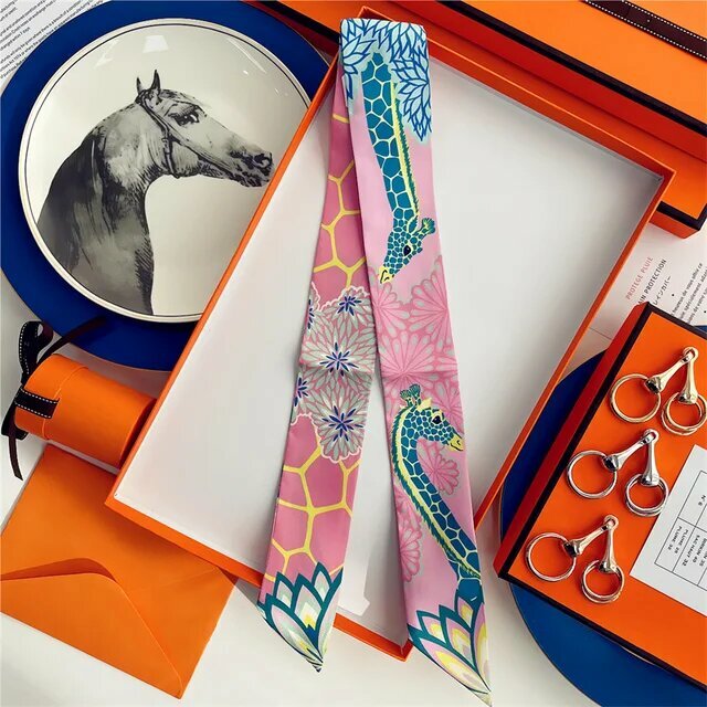 100% шелк высококачественные роскошные брендовые товары шарф Женская повязка на голову фуляр галстук ленточный шейный платок узкие шарфы аксессуары для волос