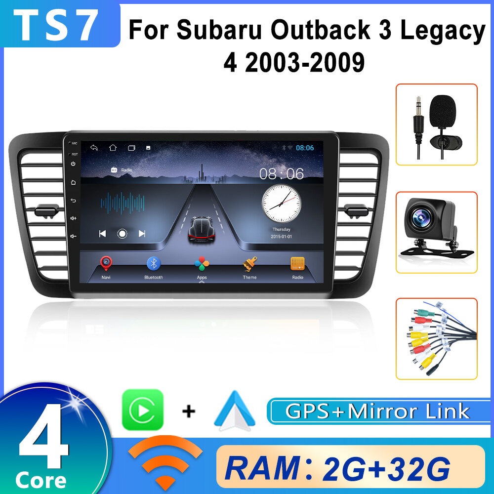 Автомагнитола Android подходит для Subaru Outback 3 Legacy 4 2003-2009, DSP, QLED, carplay/Android Auto, WiFi, Bluetooth