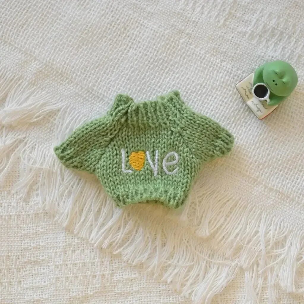 Милые мини плюшевые куклы одежда аксессуары для кукол Labubu Рождественский вязаный свитер детский подарок 17 см аксессуары для кукол, no doll, Зеленый, Унисекс