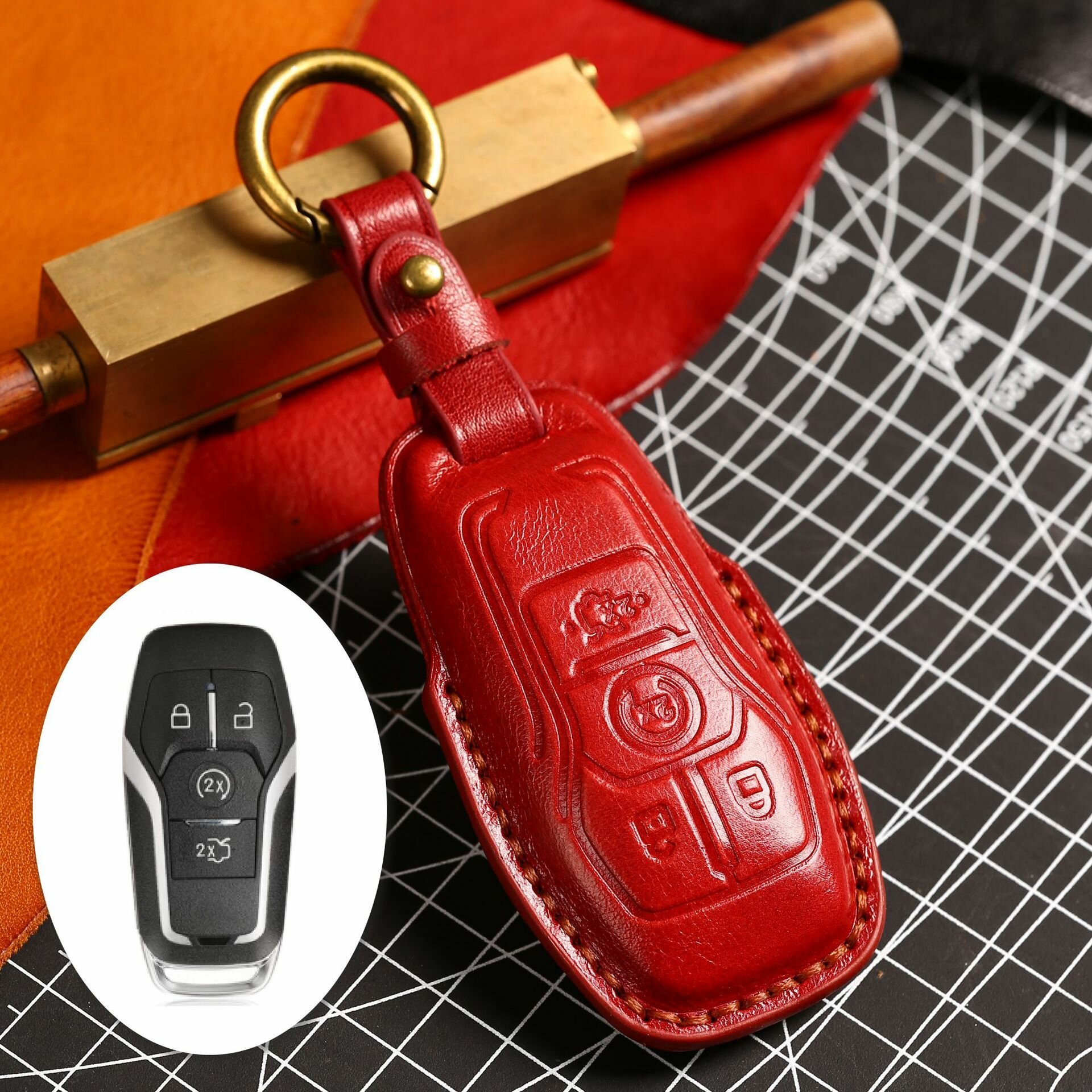 Чехол для автомобильного брелка Ford бордовый Чехол для автомобильного брелка