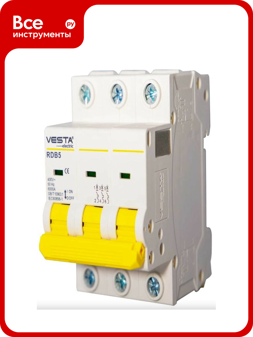 Автоматический выключатель Metronex Electric 3p-50a rdb5 6ka, шт HLAV000123, Имеет два различных механизма отключения