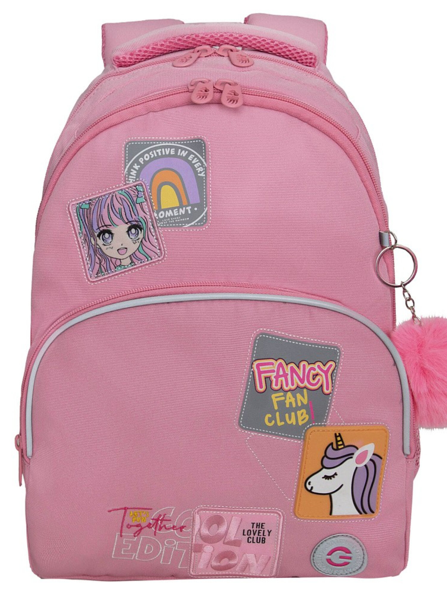 Школьный рюкзак GRIZZLY для девочек, RG-560-5, розовый, 27х40х20