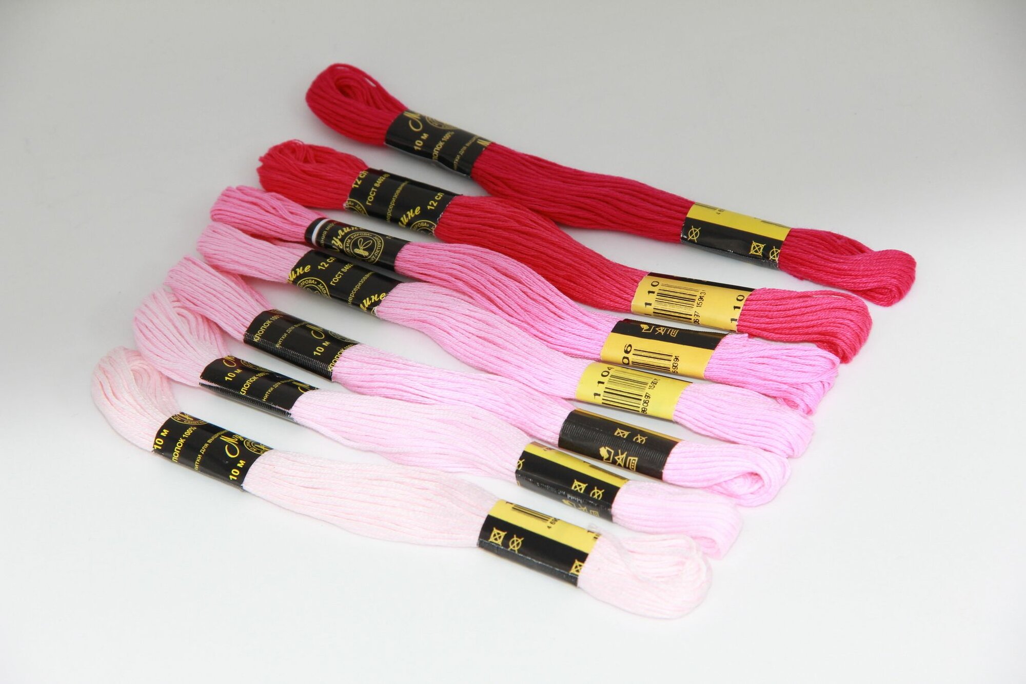 Нитки вышивальные Мулине 10м Набор 7шт "Цветик-семицветик" (№4 розовый)