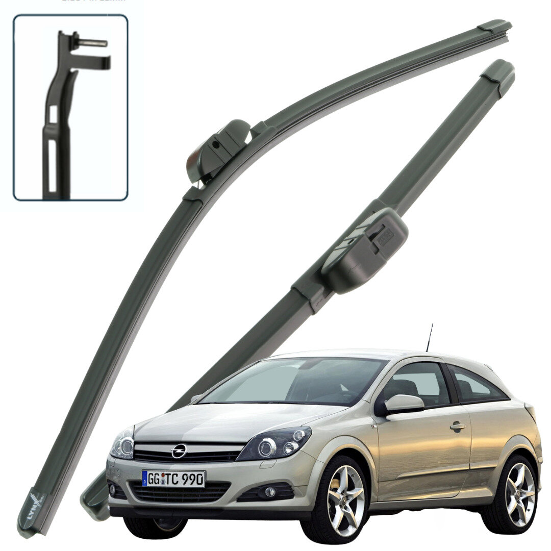 Дворники Opel Astra GTC H (3) L35 L48 L69 2004 - 2011 щетки стеклоочистителя бескаркасные крепление боковой штырь Side pin Комплект 2шт 550мм + 450мм LYNXauto