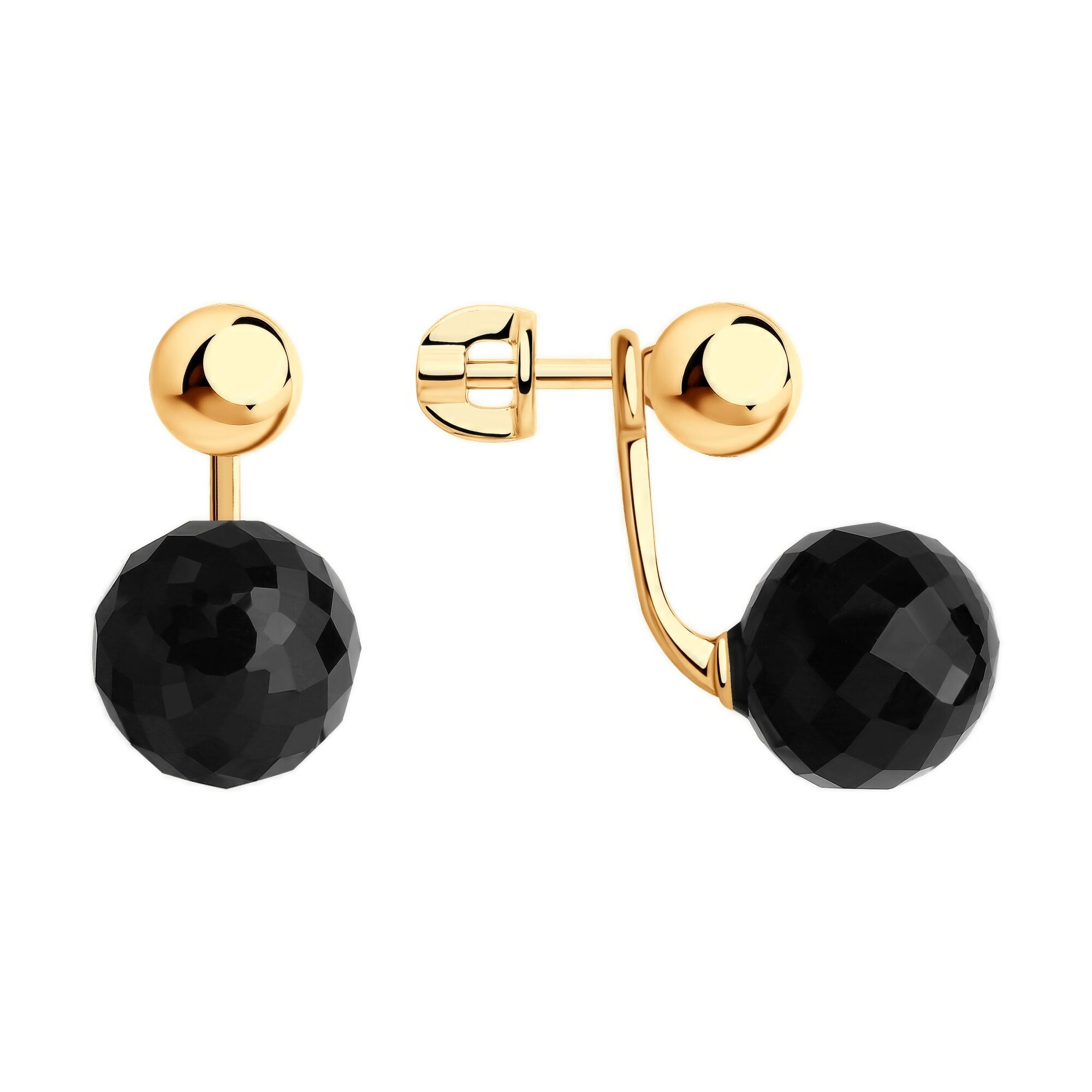 Серьги трансформеры, пусеты, красное золото, 585 проба, агат