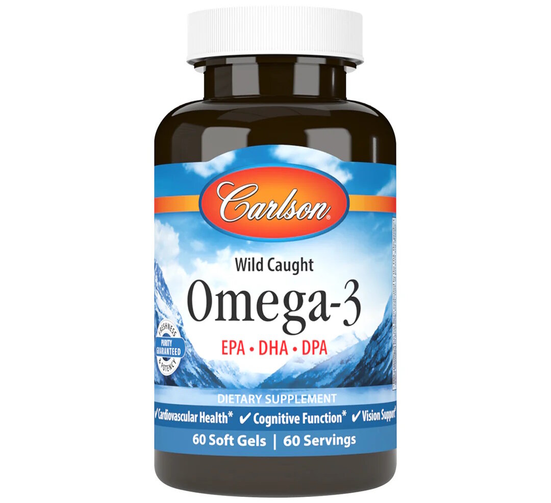 Omega-3 от Carlson "Elite", норвежский рыбий жир с витамином Е, для сердца, 1600мг, 90 капсул