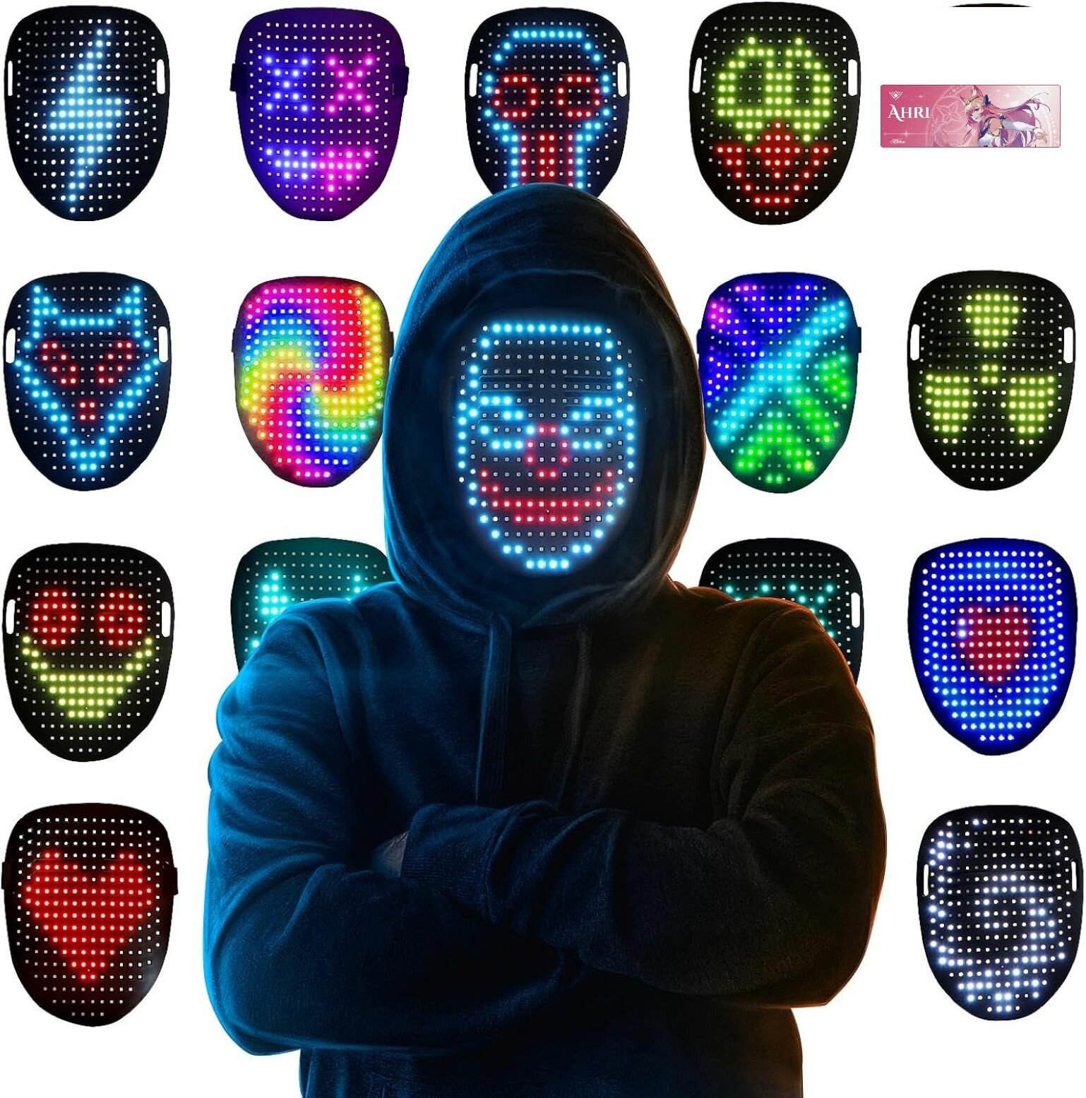 Эксклюзивная светодиодная маска Мистер Понг для трансформации образа, жестовое управление, стильный аксессуар для вечеринки на Хэллоуин и рождественский карнавал