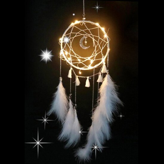 Ловец снов Амулетика LS006-3 с подсветкой, 550х155 мм, белая