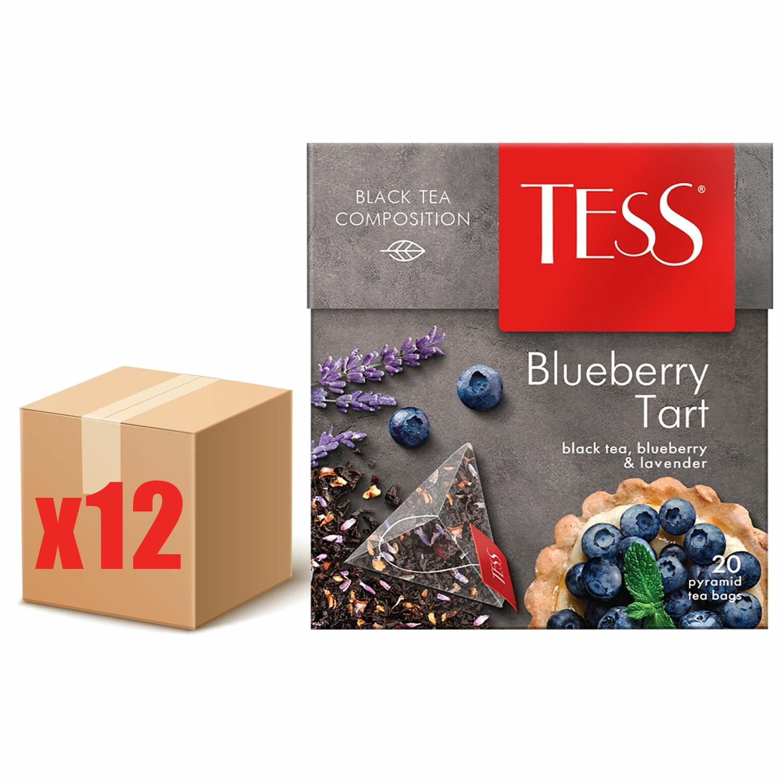 Чай черный в пирамидках Tess Blueberry Tart, 20 пакетиков х 12шт. Черничный тарт