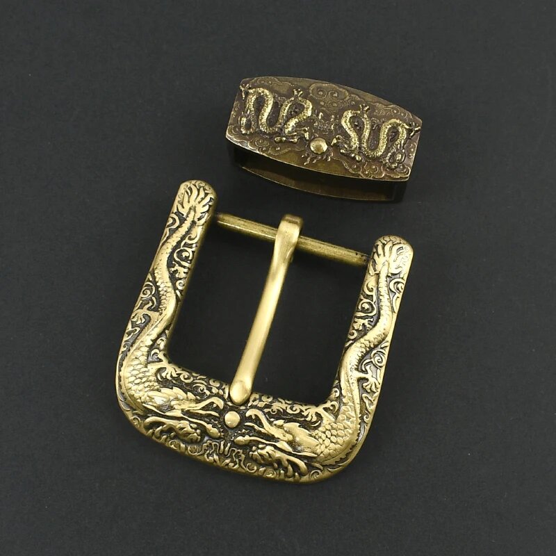 Латунная пряжка для ремня с драконом, 40 мм, Buckle and Loop