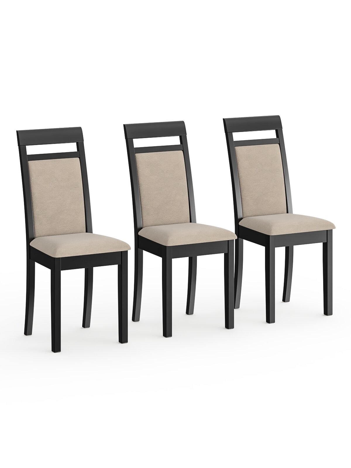 Три стула с мягким сиденьем Мебель--24 Гольф-12, венге, обивка велюр капучино 25, 40х40х100 см.