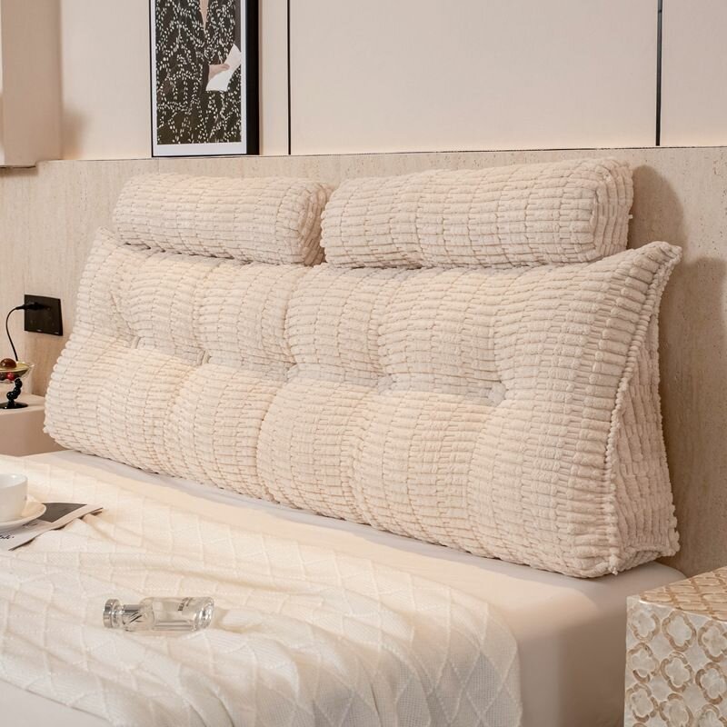 Треугольная подушка для кровати ортопедическая: защита шеи и поясницы, съемный валик + мягкая обивка от ударов