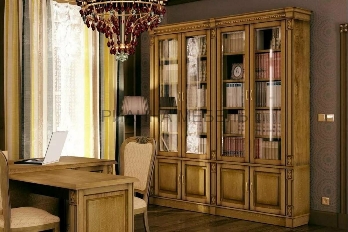 Шкаф книжный Верди рианна 014, из массива сосны 200х40х220 см