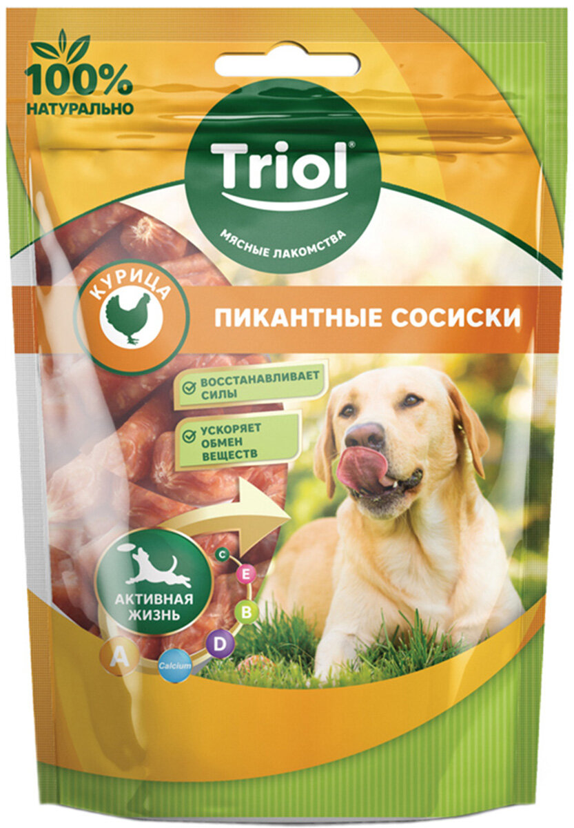 Лакомство TRIOL для собак сосиски пикантные с курицей 70 гр (1 шт)