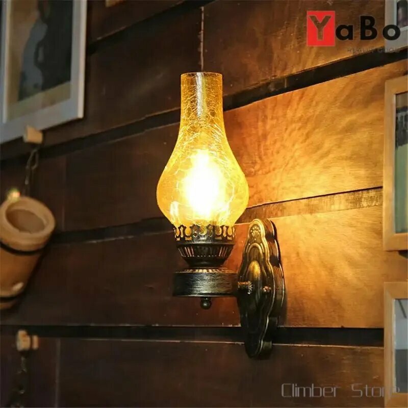Американский ретро-настенный светильник, старомодная керосиновая антикварная лампа