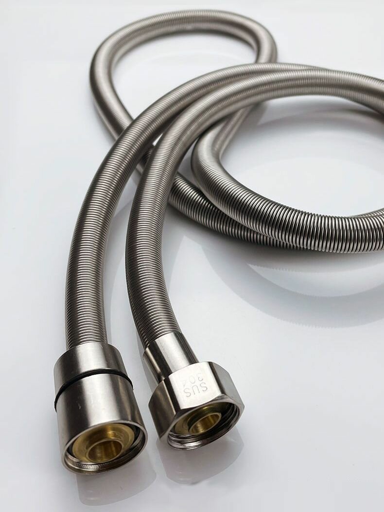 Шланг для душа, нержавеющая сталь, серебристый, гибкий, металлический, 1.5 м