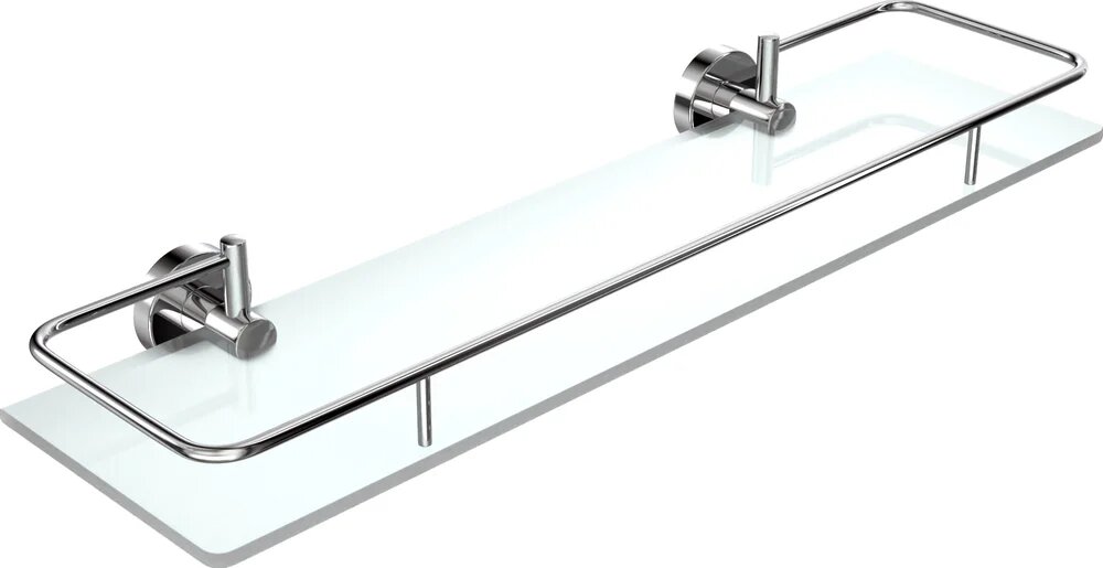 Полка под зеркало Fora Long L034*50M 50 см, прямая, стеклянная, хром, глянцевая, полка для ванной, с бортиком