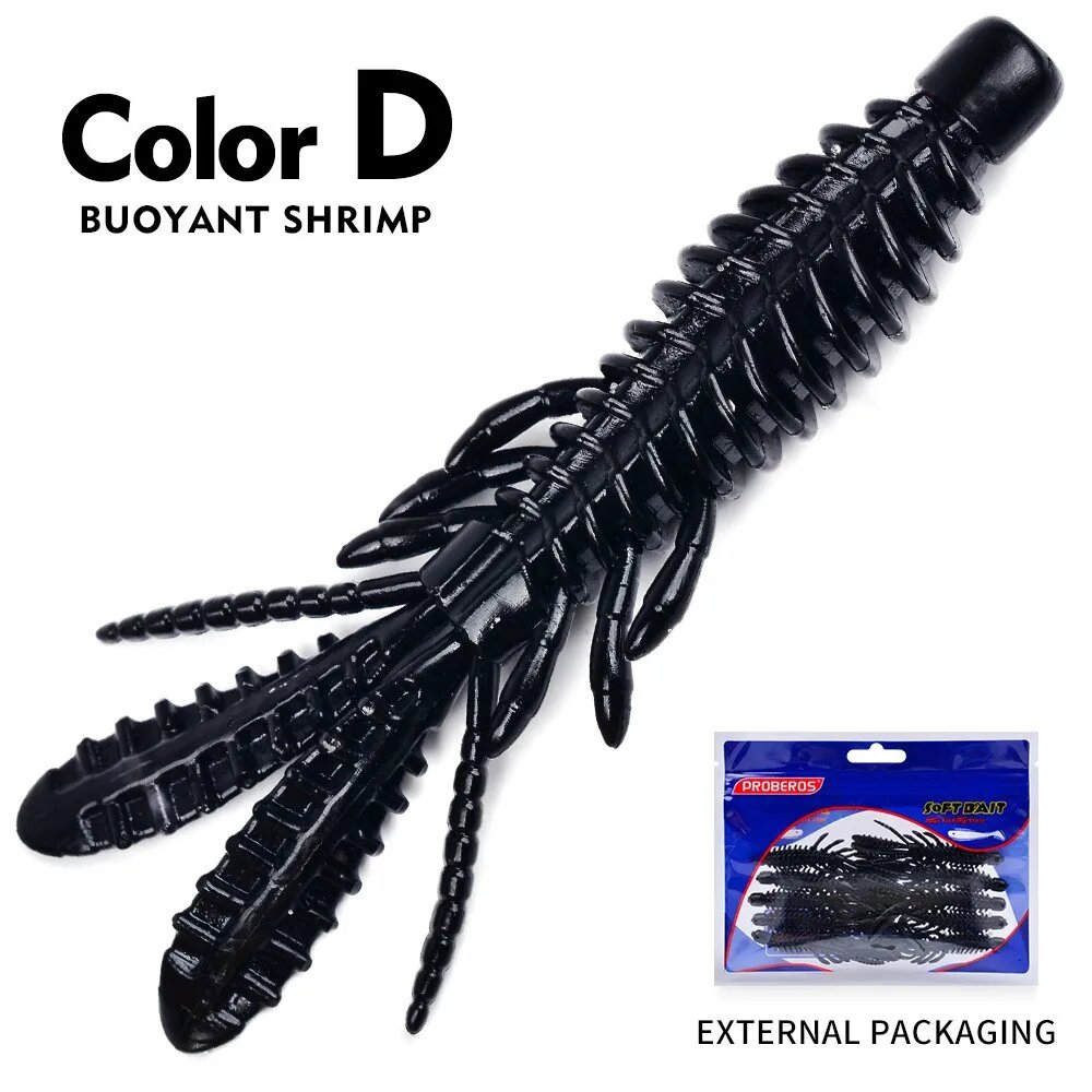 10 шт. мягкая приманка Tanta Fishy для рыбалки PRO BEROS Черный, 2G-6.4CM, D