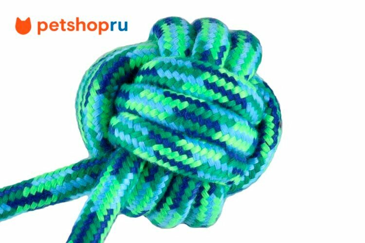 NUNBELL Игрушка для собак Мяч плетеный с петлей 21см в ассортименте