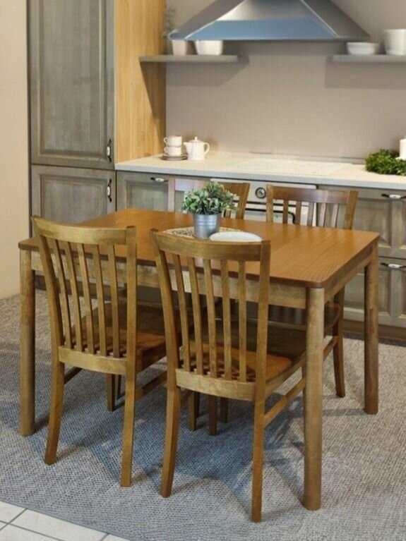 Стол раздвижной "Стенли 780х(1180-1730)" (Орех), Массив березы, раскладной, 4 ножки, ЭкоМебель