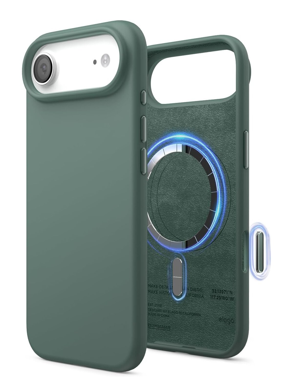 Elago силиконовый чехол для iPhone Air, Magnetic Silicone Midnight Green (MagSafe)