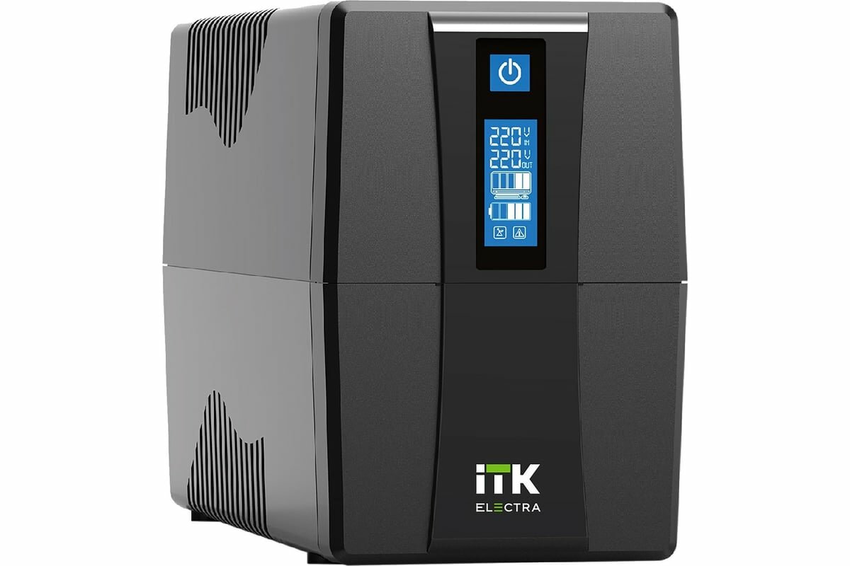 ИБП ITK ELECTRA (EET-0800VA-1-001-S) черный, мощность 480Вт 800ВА ЖК-дисплей, выход 220-240В