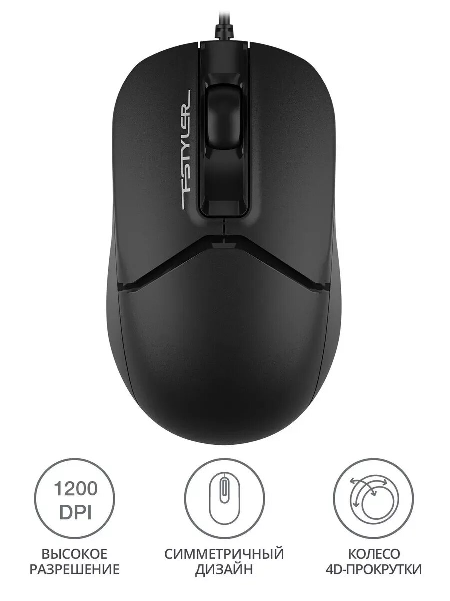 Мышь Fstyler FM12 черный оптическая (1200dpi) USB (3but)