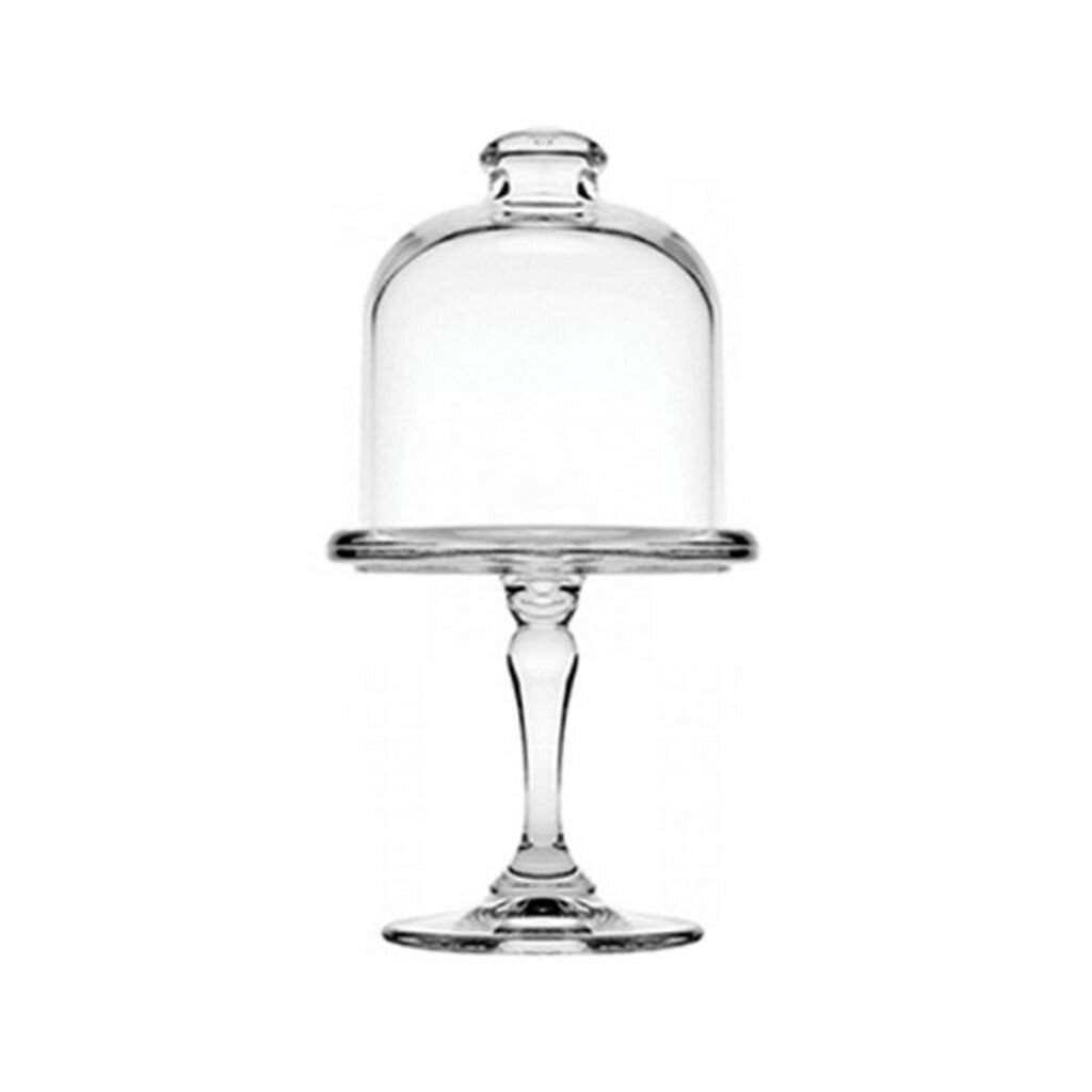 Прозрачная стеклянная подставка для десертов с высокой основой и куполообразной крышкой для тортов и сладостей, - Круглый край