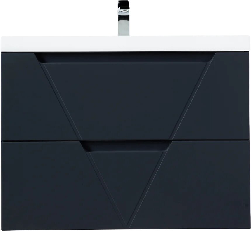 Тумба с раковиной BelBagno Vittoria 70 подвесная, 70 см, серая, матовая, из МДФ, с ящиками, раковина для ванной из камня, прямоугольная